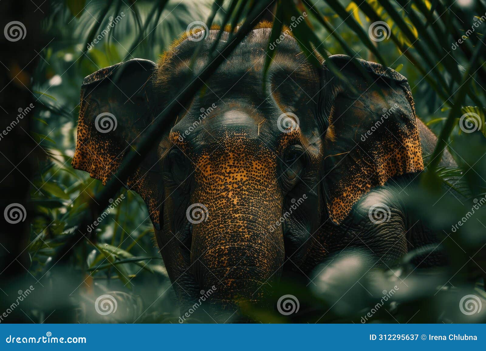 Elephant in the Tropical Rainforest Stock Illustration - Illustration ...