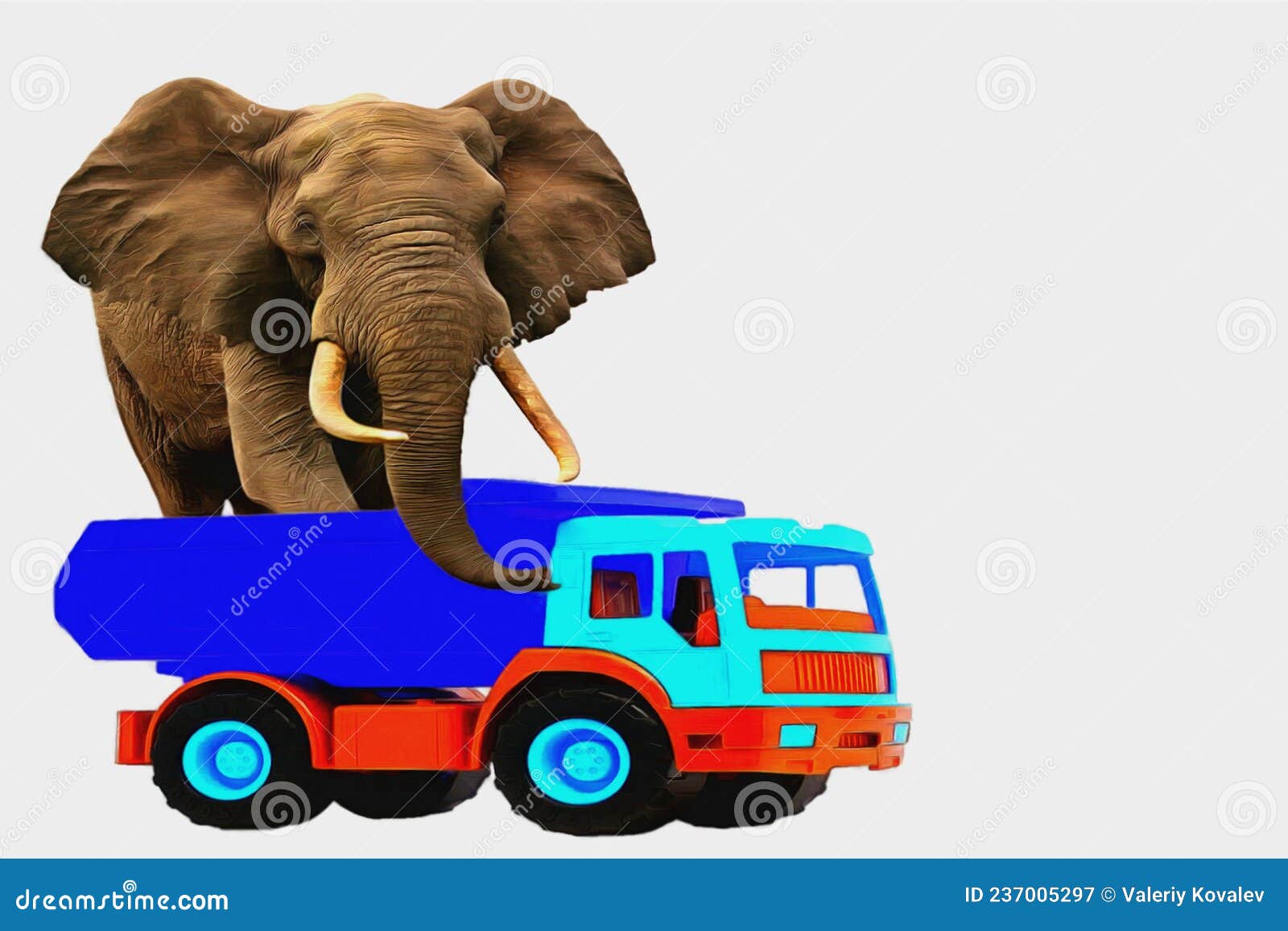 An elephant on a truck. stock illustration. Illustration of large ...
