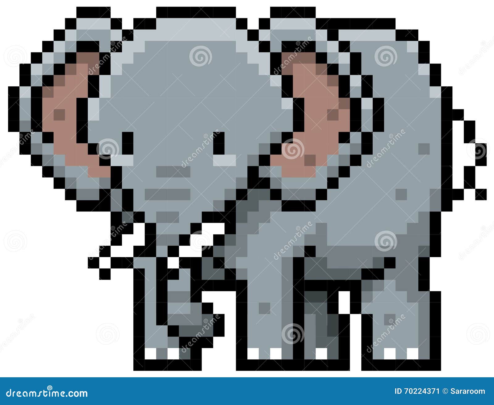 Elephant 8 Bit Pixel Art Animal Video Game Cartoon | CartoonDealer.com ...