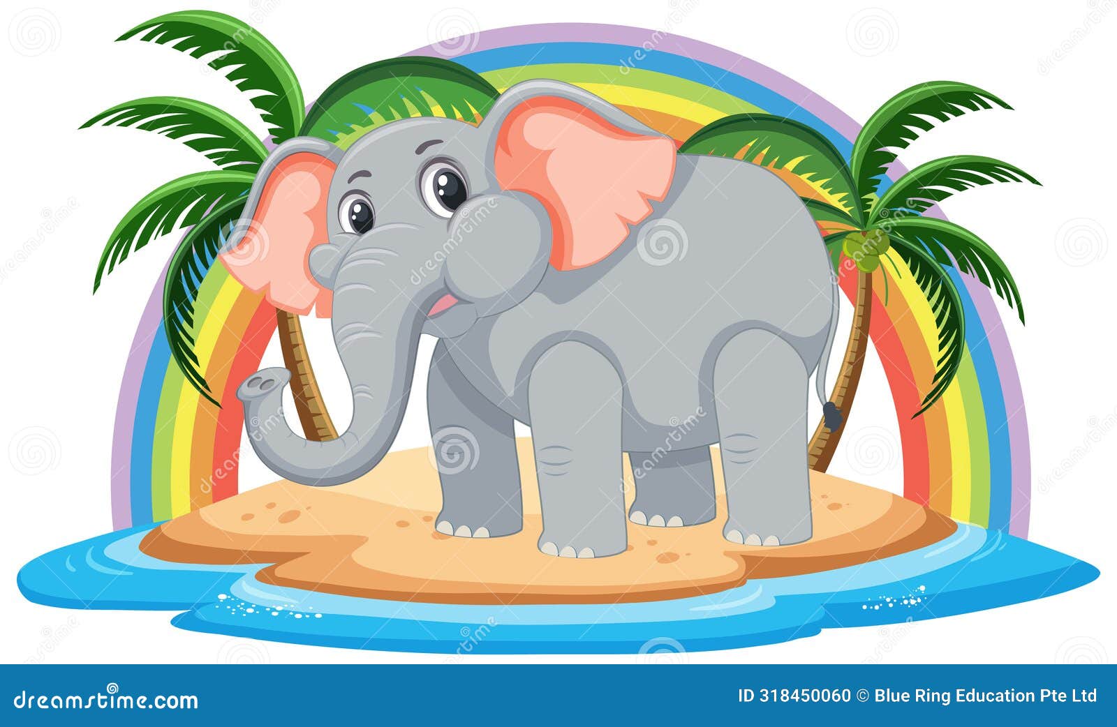 An Elephant on a Vibrant Tropical Island Stock Illustration ...