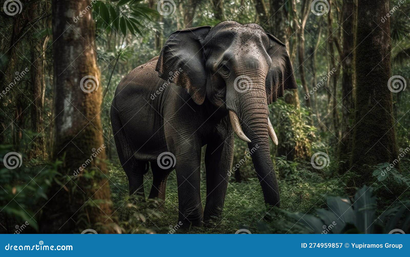 Elephant Walking in Tranquil Tropical Rainforest Generated by AI Stock ...