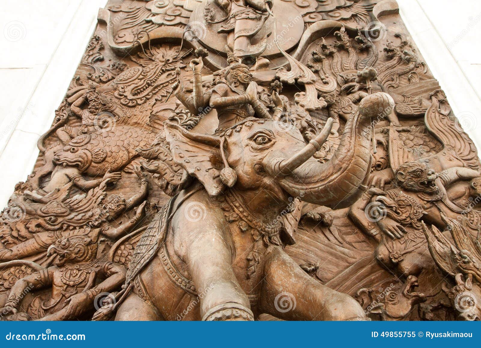 Elephant Wall Sculpture Architecture Stock Image - Image of culture ...