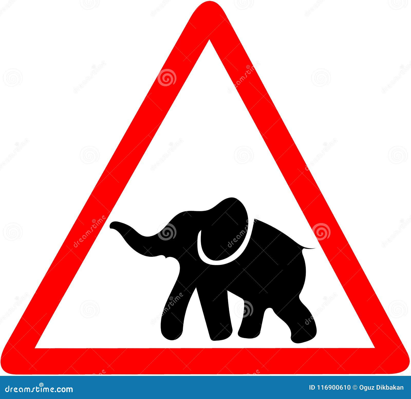 Elephant Warning Red Circle Warning Road Sign, Isolated on White ...