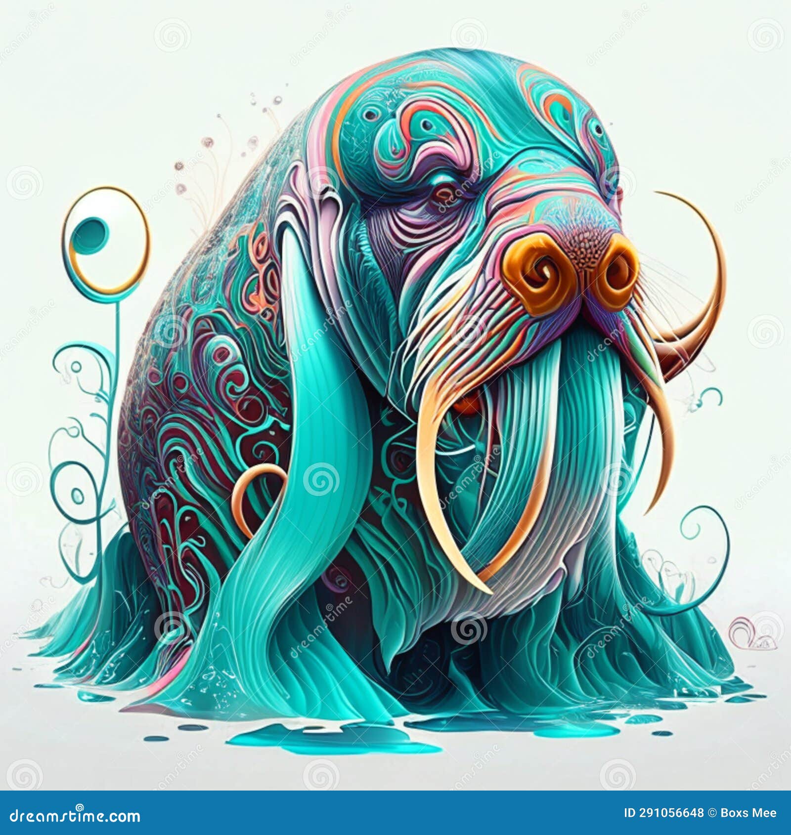 Elephant in the Water. 3d Rendering. Computer Digital Drawing Stock ...