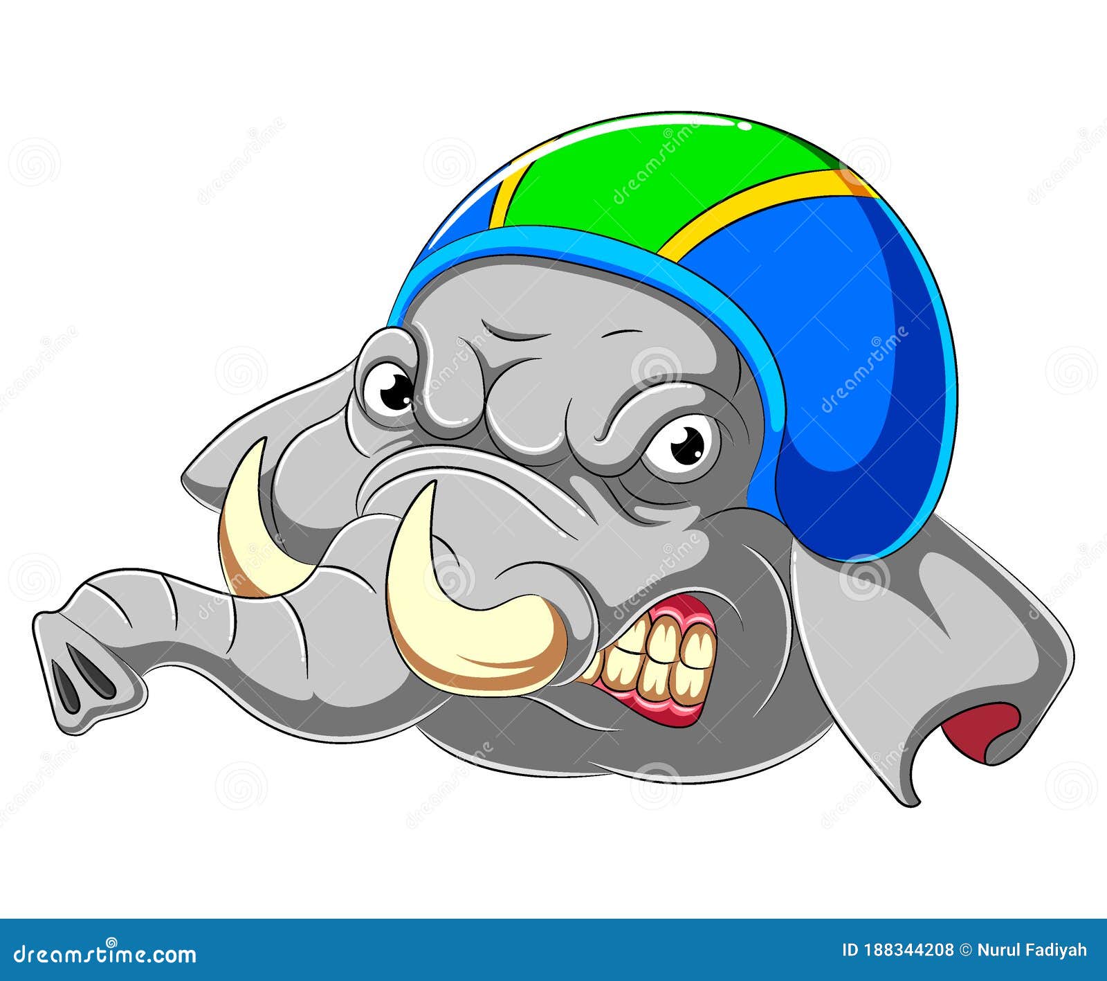 Elephant Wearing Helmet of Racer Stock Vector - Illustration of ...