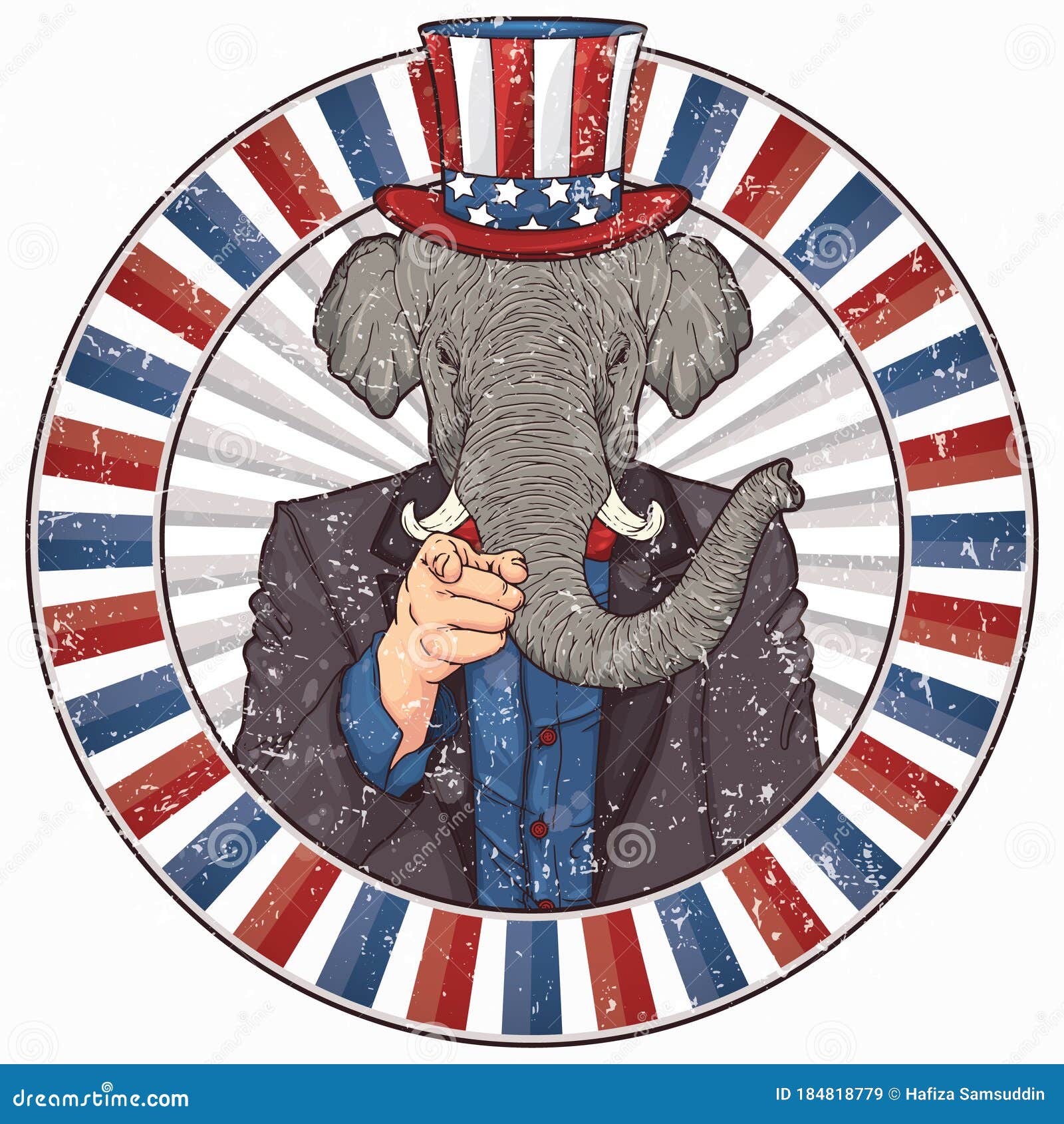 Elephant Wearing Uncle Sam S Hat. Vector Illustration Decorative ...