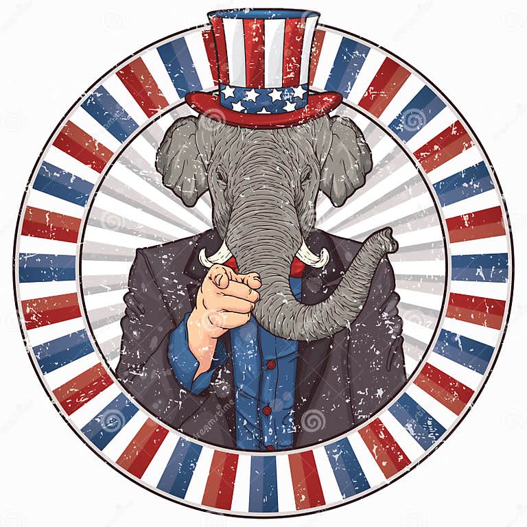 Elephant Wearing Uncle Sam S Hat. Vector Illustration Decorative ...