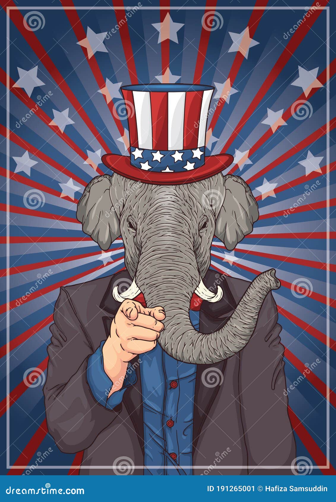 Elephant Wearing Uncle Sam S Hat. Vector Illustration Decorative Design ...