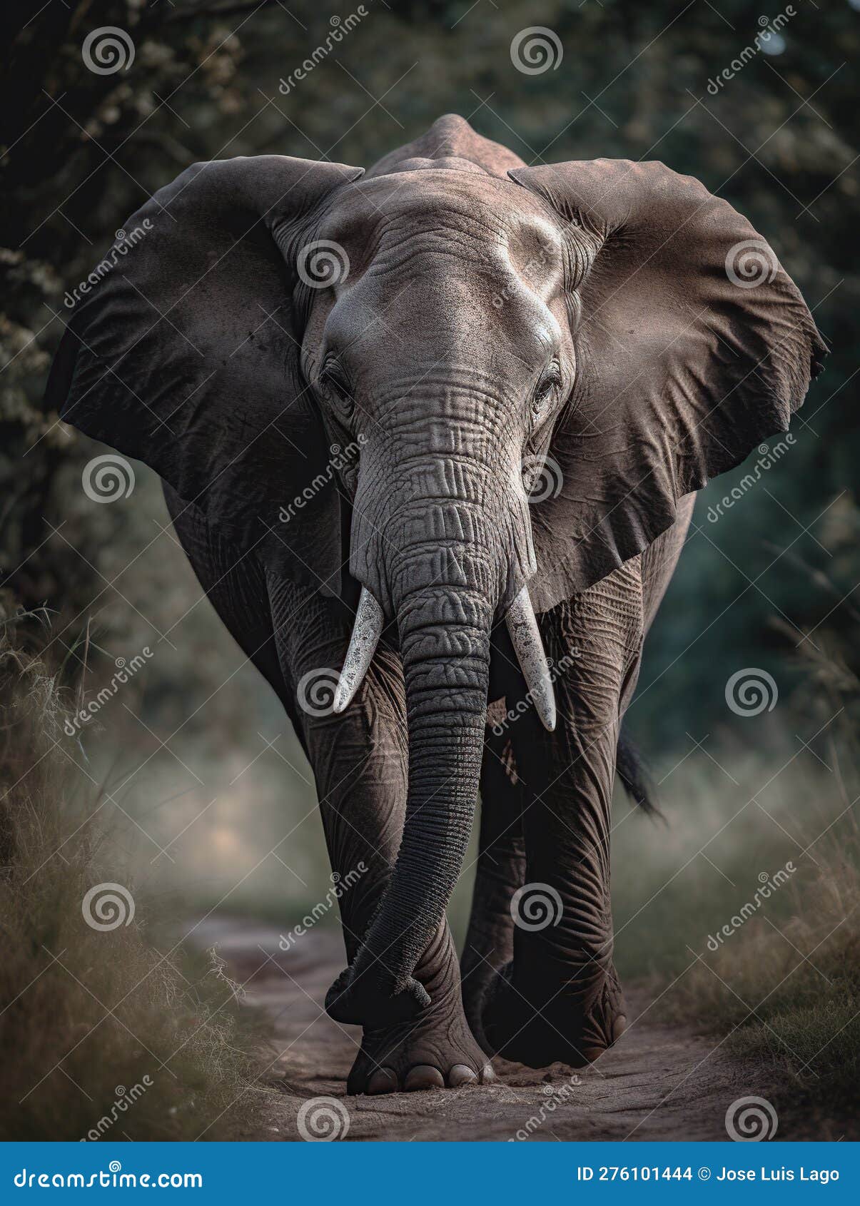 Big Elephant Approach from the Front Stock Photo - Image of approach ...