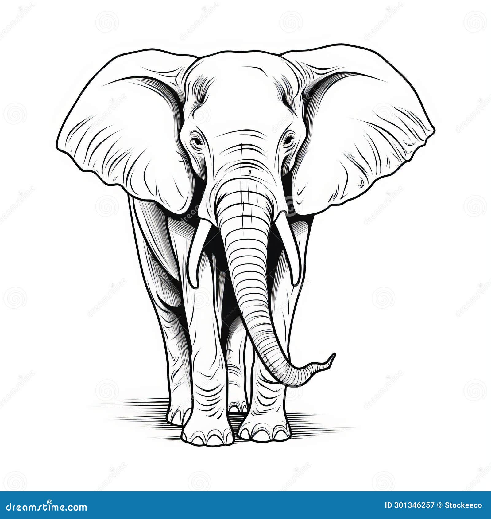 Elephant Tusk Print on White Background Stock Image - Image of safari ...