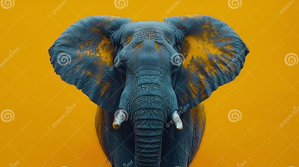 Elephant Winking, Against a Yellow Backdrop, AI-generated. Stock ...