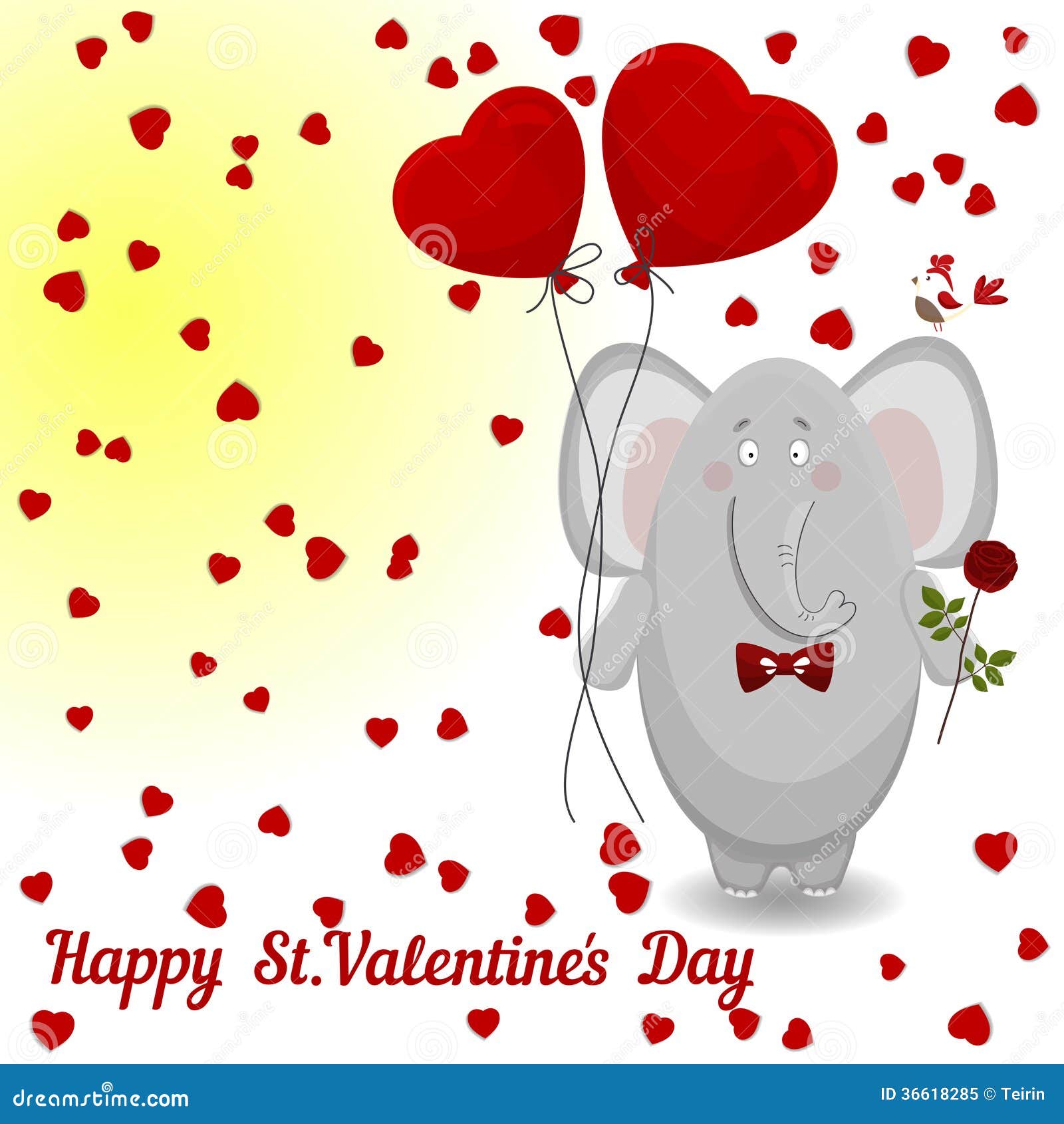 The Elephant Wishes Happy Valentine S Day. Stock Vector - Illustration ...