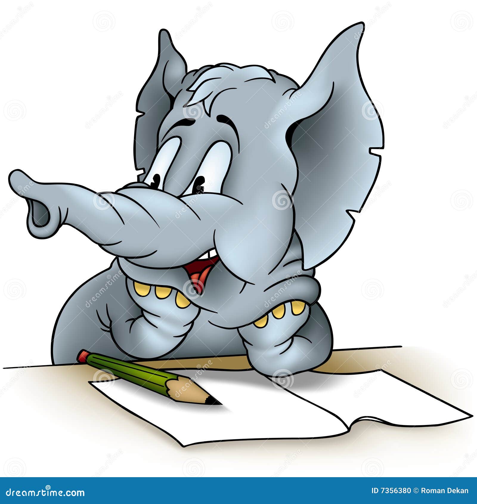 Elephant writing stock vector. Illustration of ears, write - 7356380