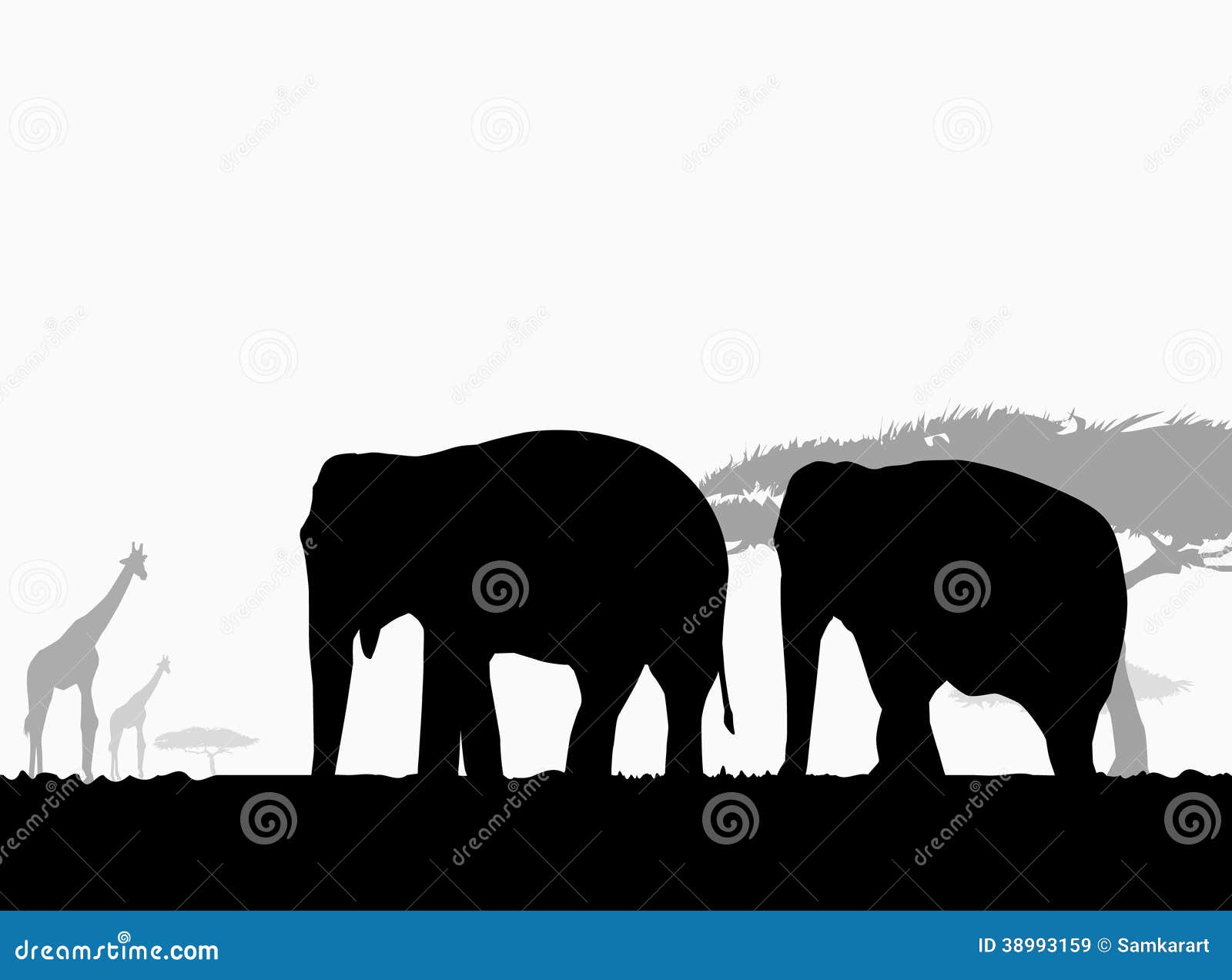 Elephants in African Safari-vector Stock Vector - Illustration of ...