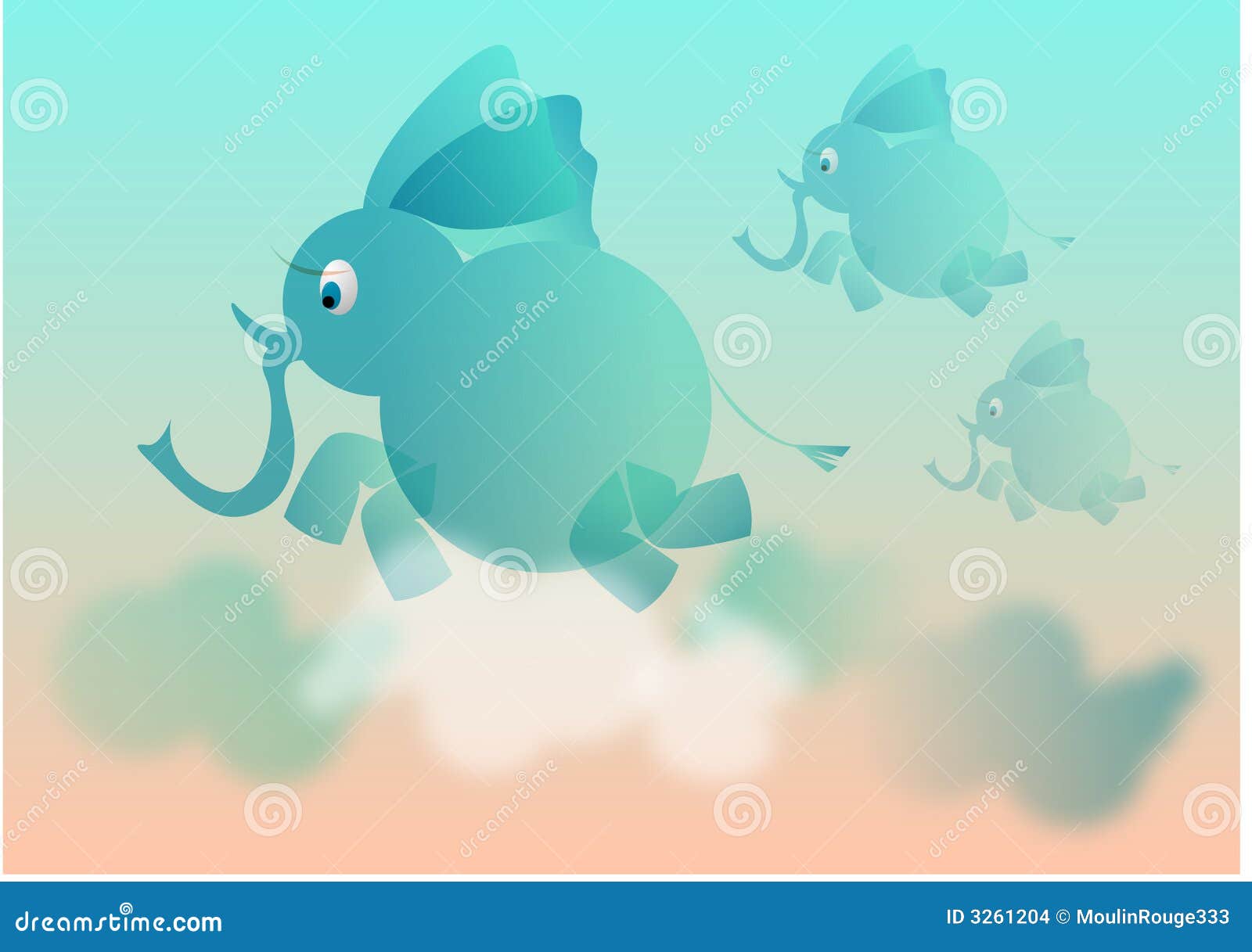 Because the Elephants Can Fly Stock Illustration - Illustration of pink ...