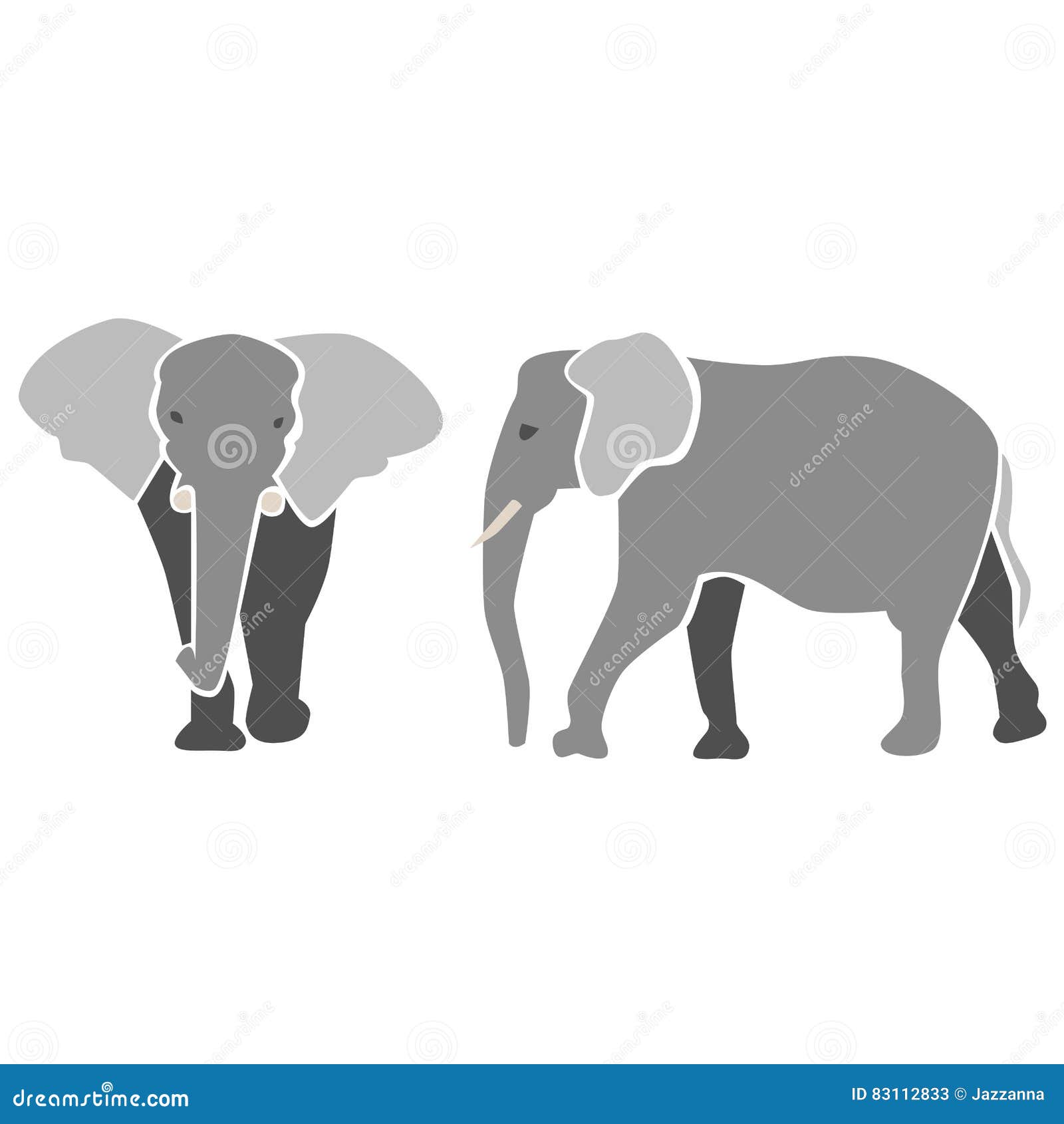 Elephants in grey stock vector. Illustration of asian - 83112833