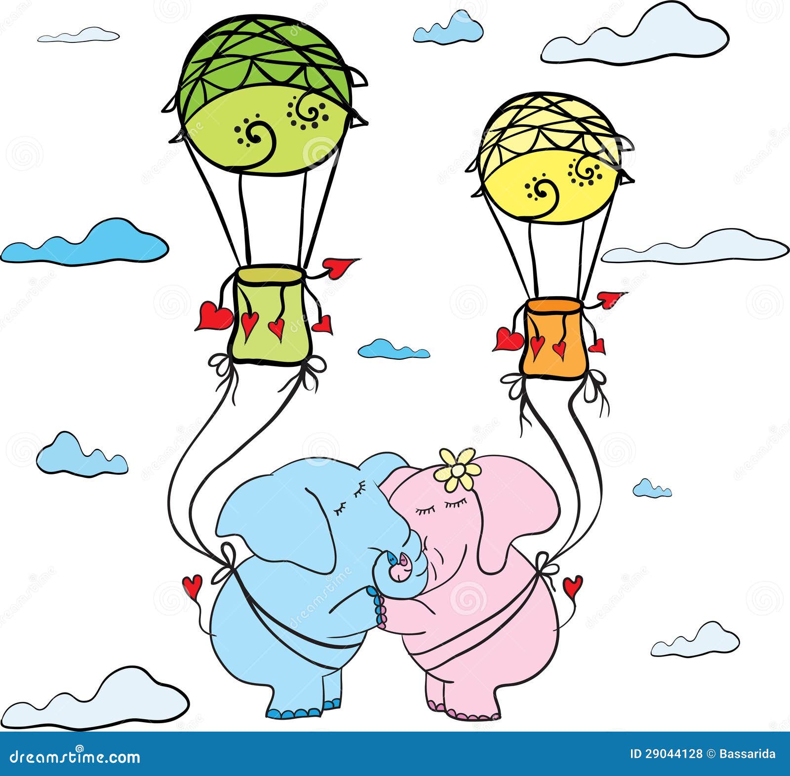Elephants In Love Cartoon Illustration | CartoonDealer.com #48502683