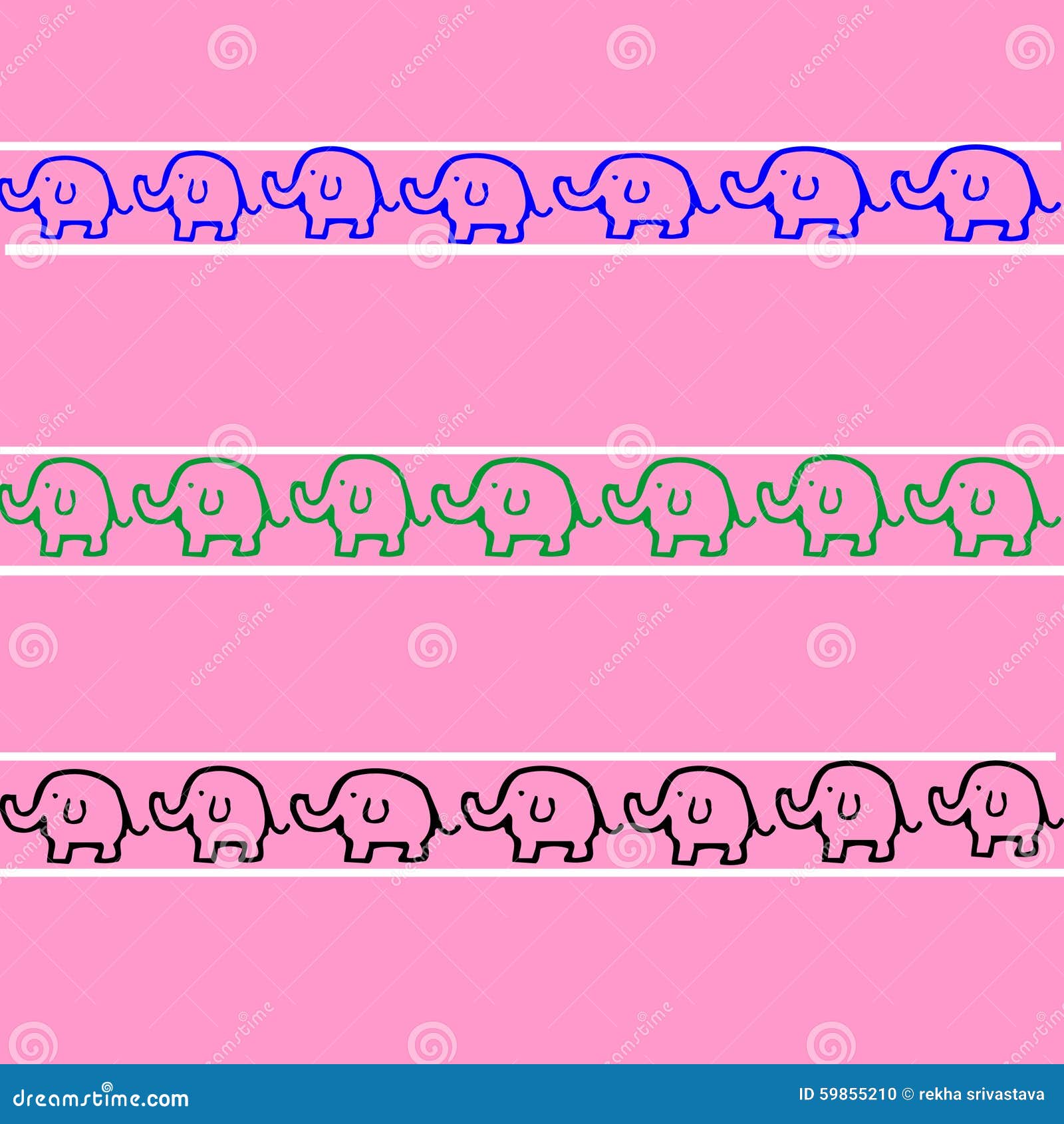 Elephants Pattern on Pink Abstract Stock Illustration - Illustration of ...