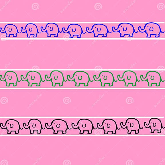 Elephants Pattern on Pink Abstract Stock Illustration - Illustration of ...