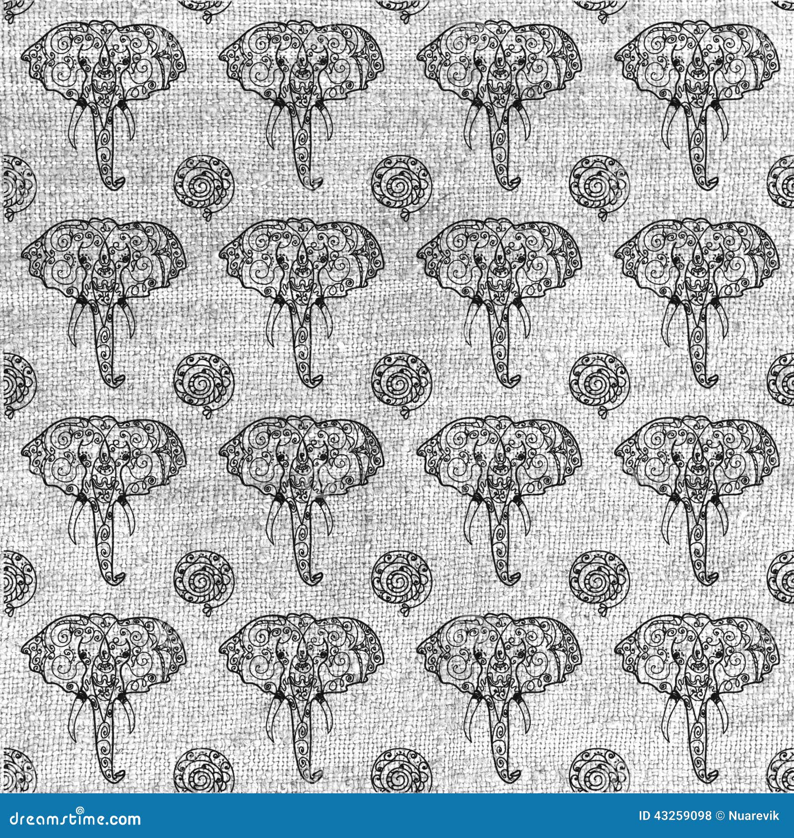 Elephants Print on Fabric Texture Stock Photo - Image of burlap ...