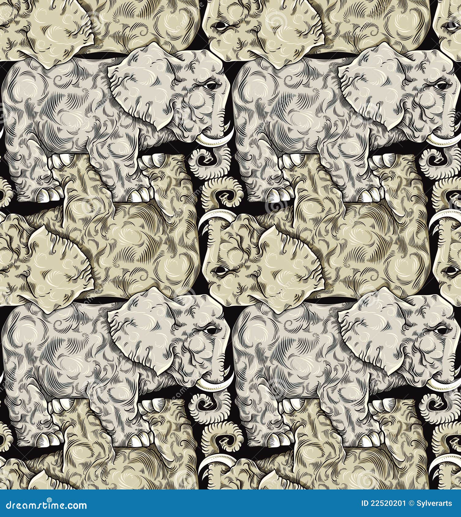 Elephants Seamless Pattern. Stock Vector - Illustration of cartoon ...