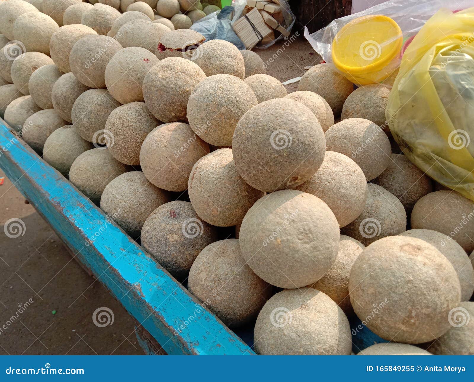 Elephent Fruit or Kaitha Fruit in the Market Stock Image - Image of ...