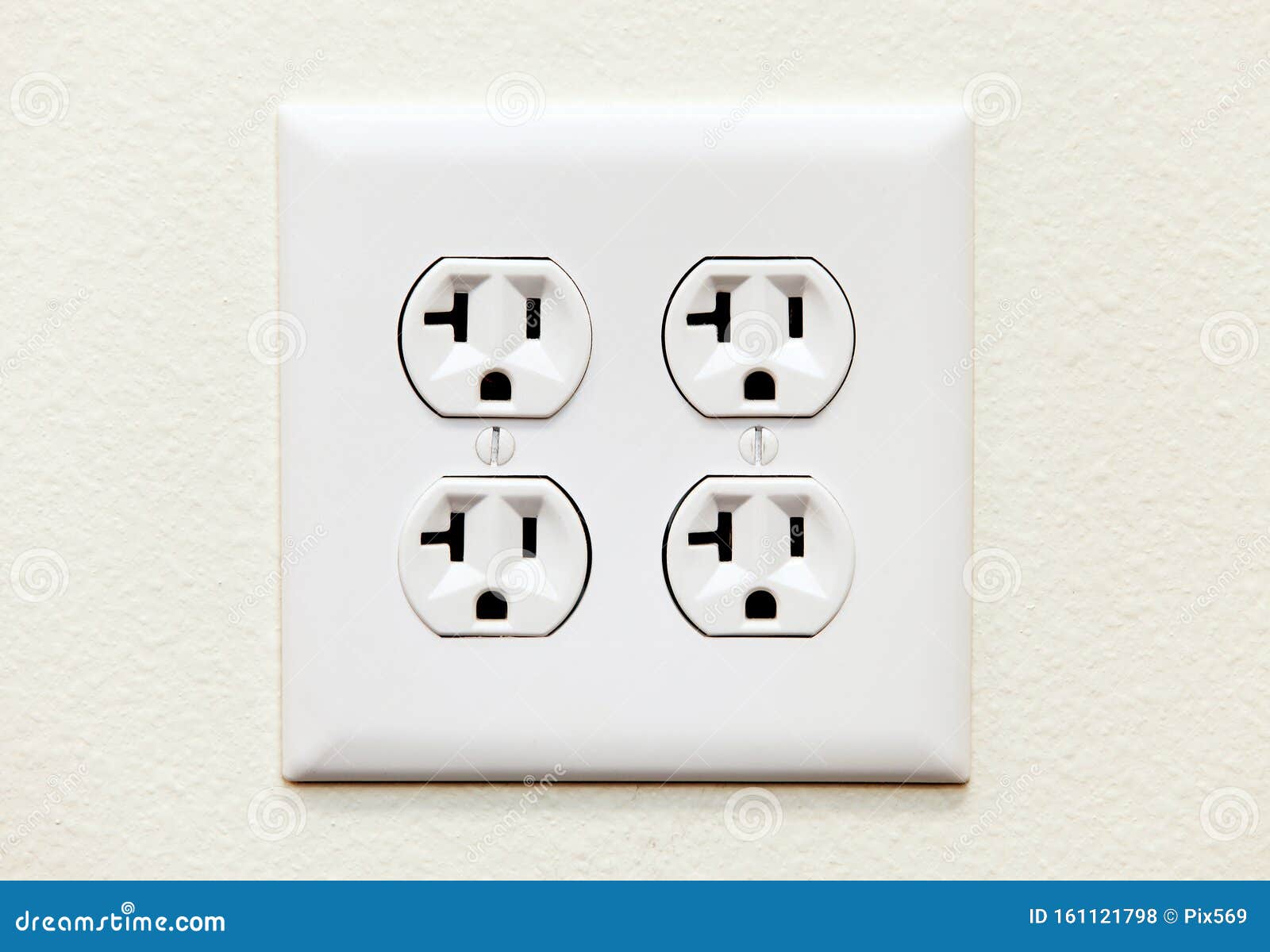 A 20 Amp Four Plex Electrical Outlet. Stock Photo - Image of electrical ...