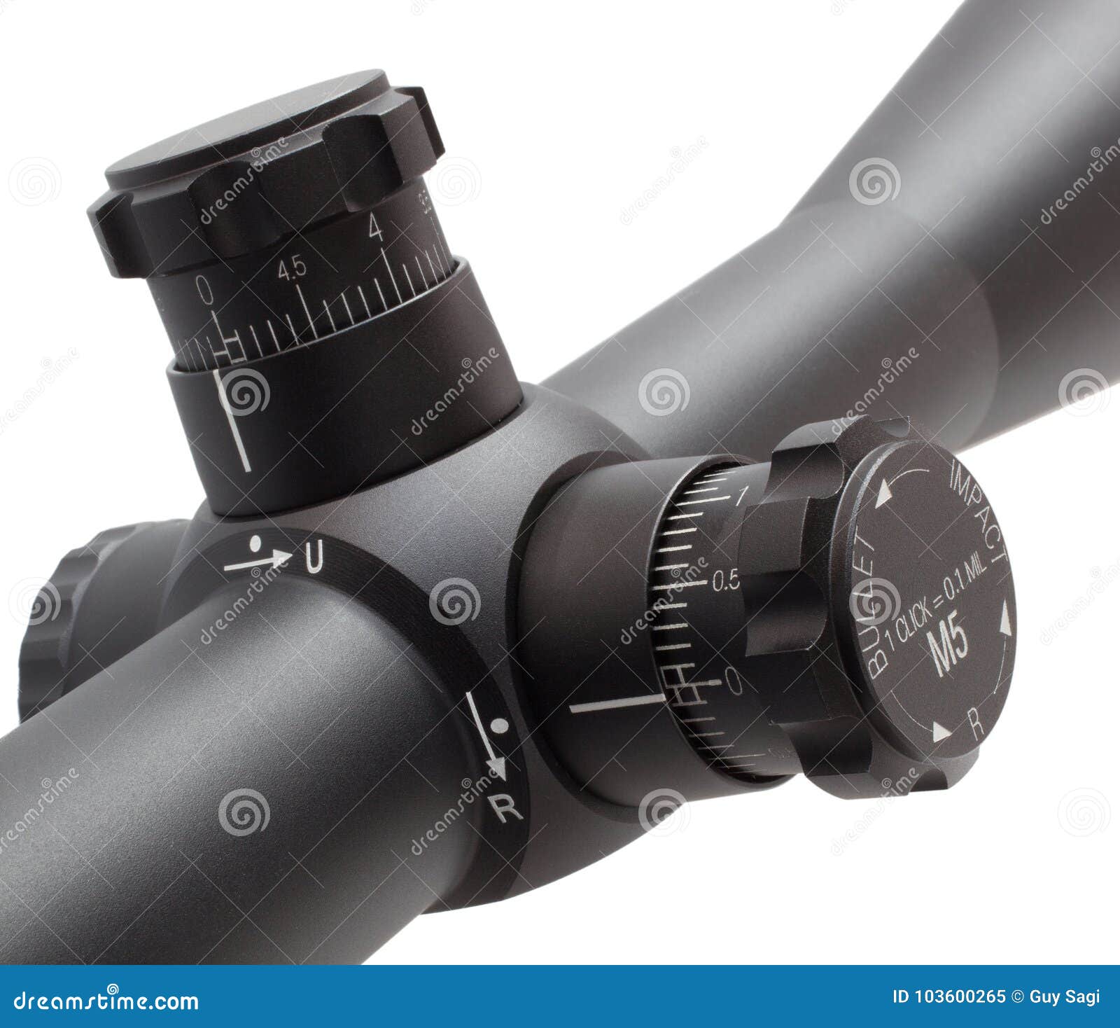 Elevate Rifle Scope Turrets Stock Image - Image of aluminum, arrows ...