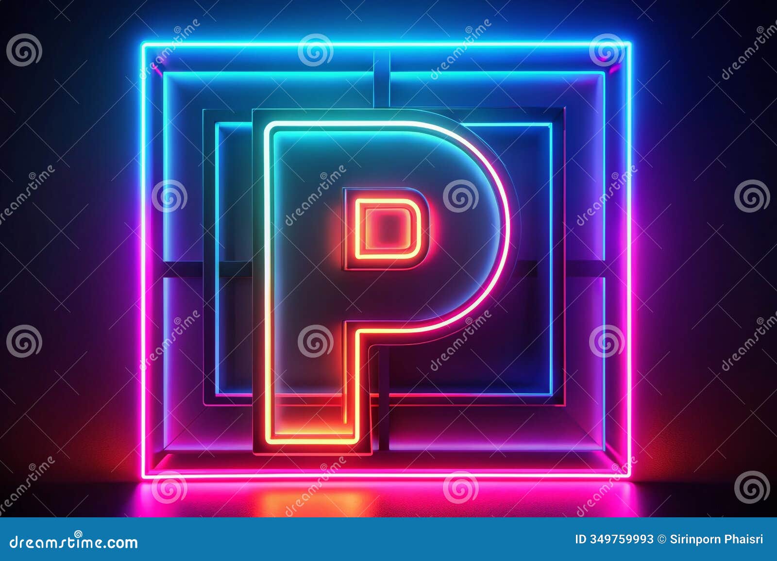 Dynamic Neon Letter P Background with Square Stroke Effect Vibrant ...