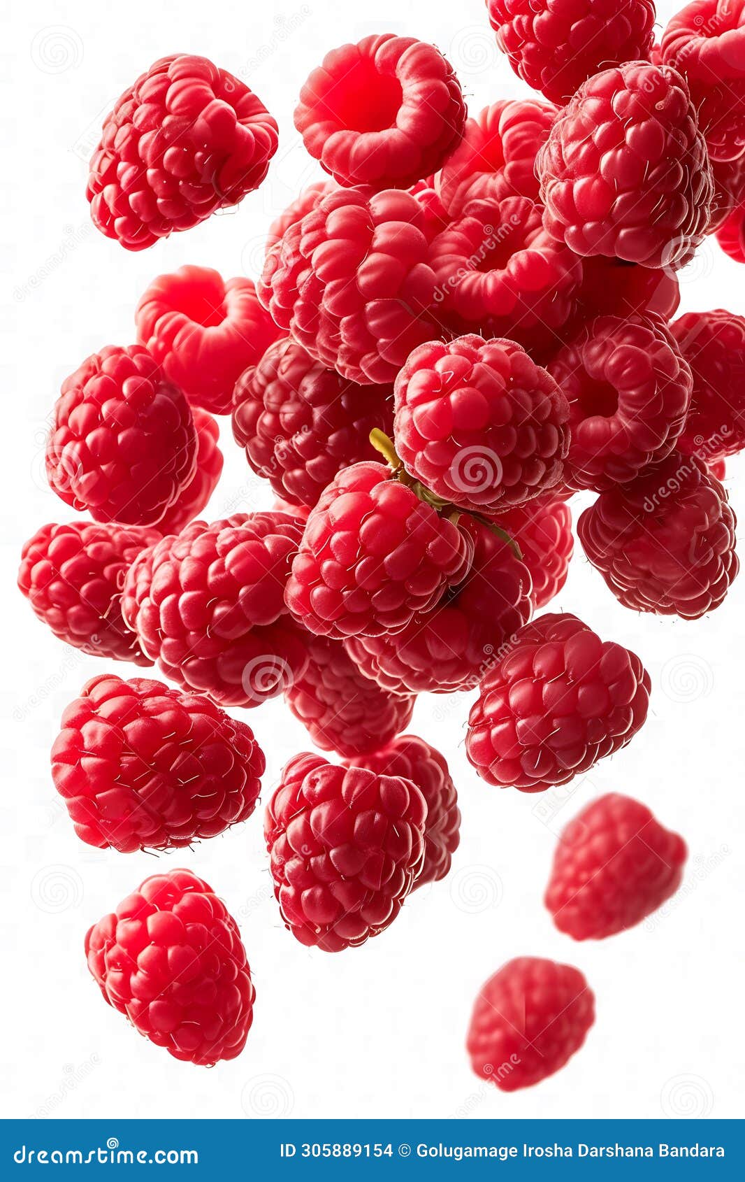 "Captivating Motion: Falling Raspberry Isolated on White Background ...
