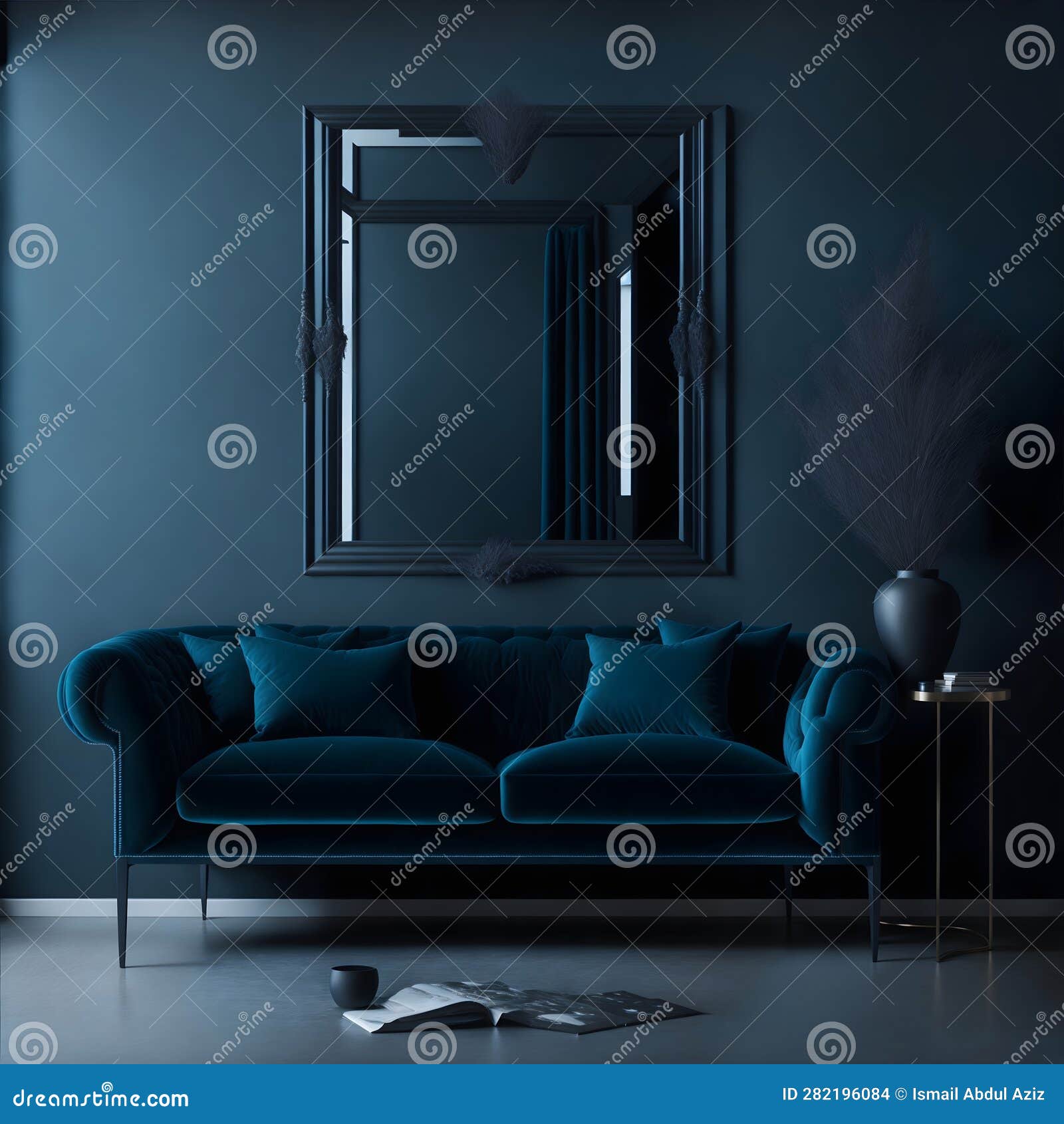 Transform Your Space with a Luxurious Ancient Blue Sofa and Frame Stock ...