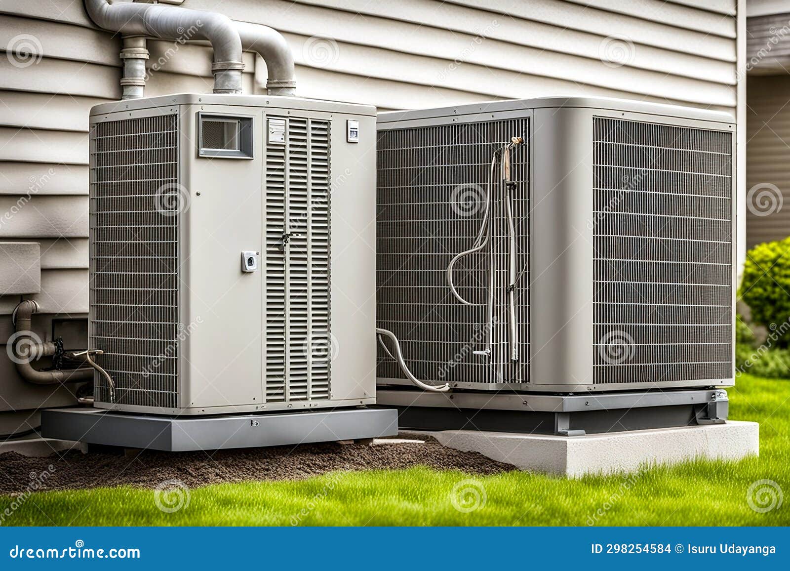 Heating and Air Conditioning Units Outside House. Modern Comfort and ...