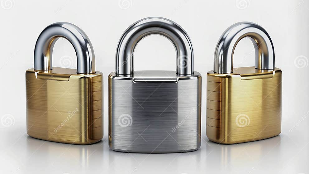 Elevate Your Security Designs with Powerful 3D Golden and Silver Lock ...