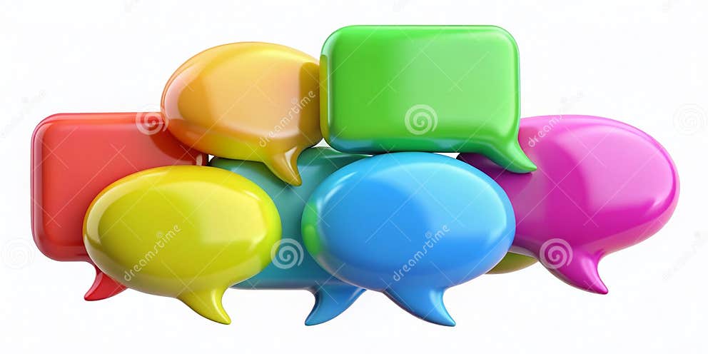 3D Chat Bubble Conversation Icons Modern Speech Dialogs for ...
