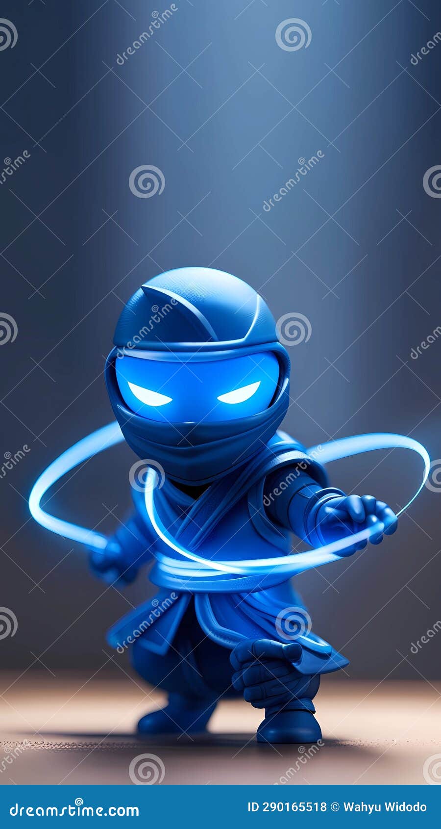 3D Blue Ninja Cartoon Character Illustration AI Generated Stock ...