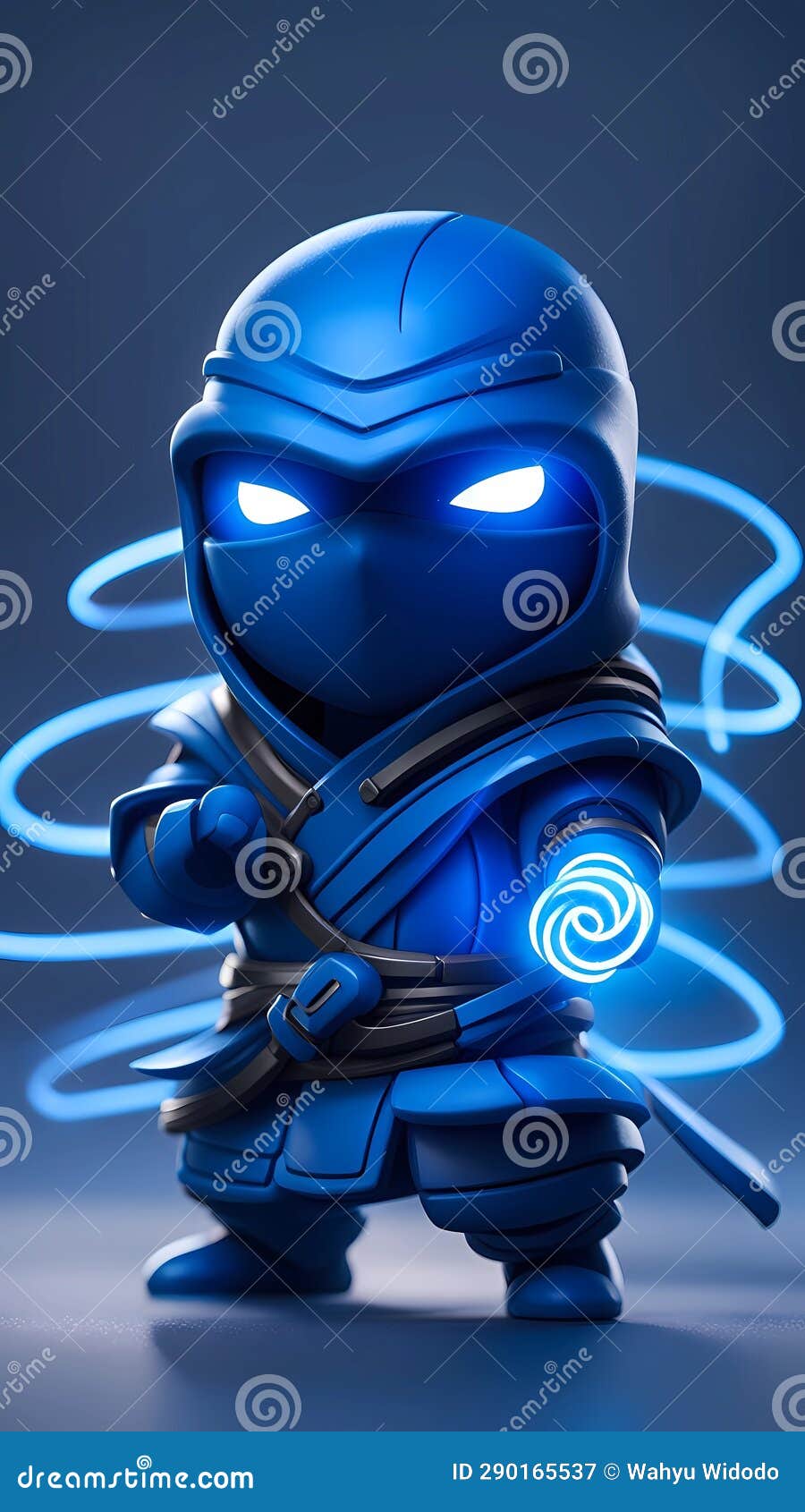 3D Blue Ninja Cartoon Character Illustration AI Generated Stock ...
