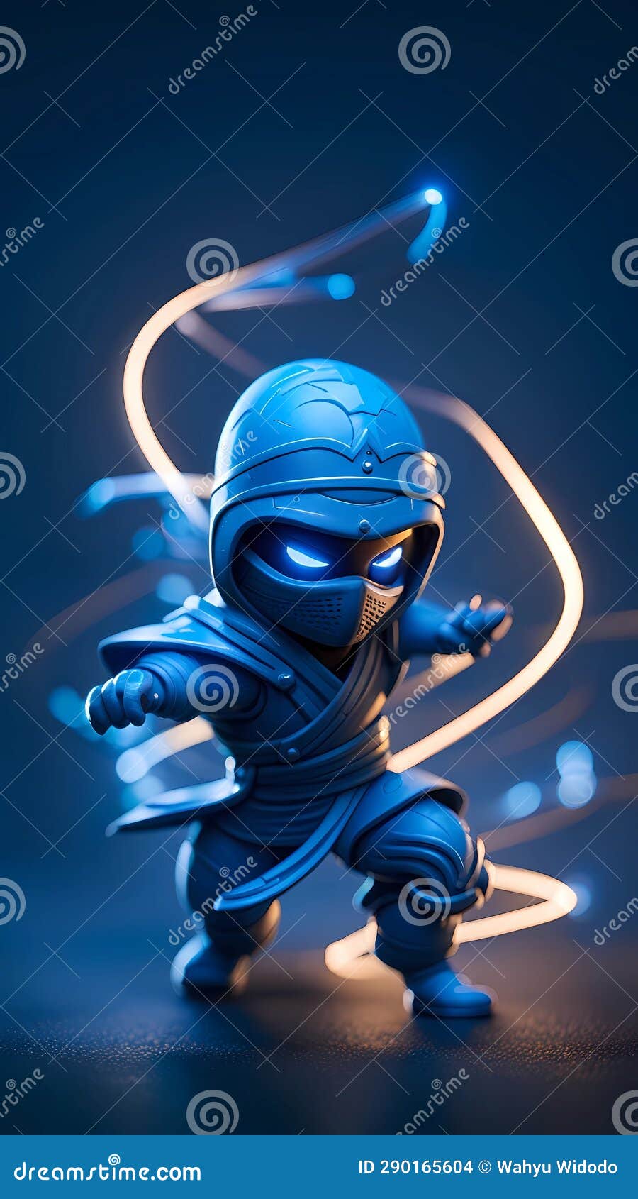 3D Blue Ninja Cartoon Character Illustration AI Generated Stock ...