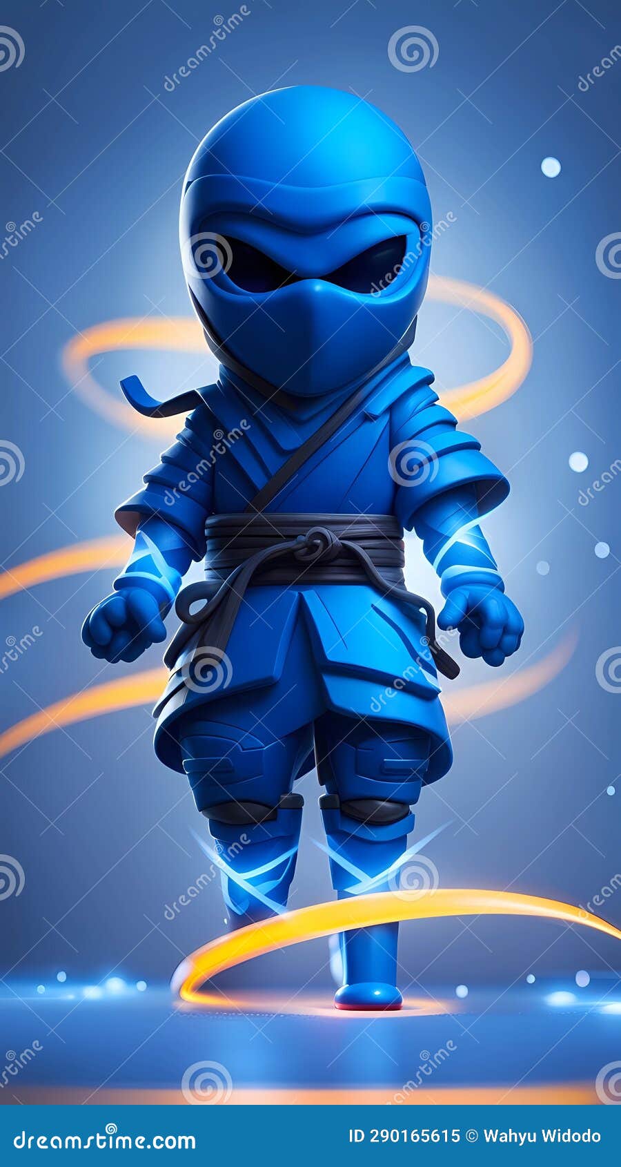 3D Blue Ninja Cartoon Character Illustration AI Generated Stock ...