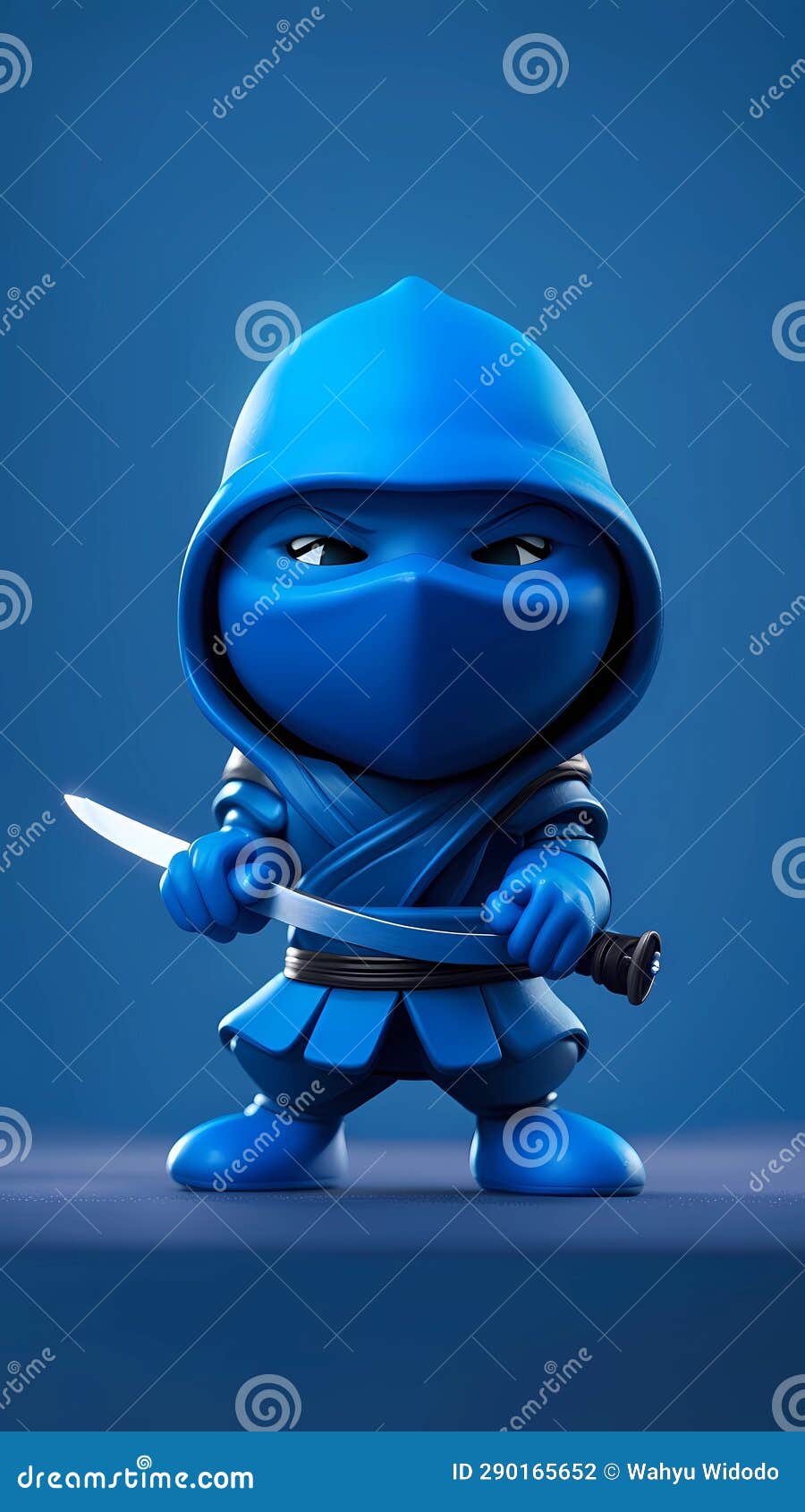 3D Blue Ninja Cartoon Character Illustration AI Generated Stock ...