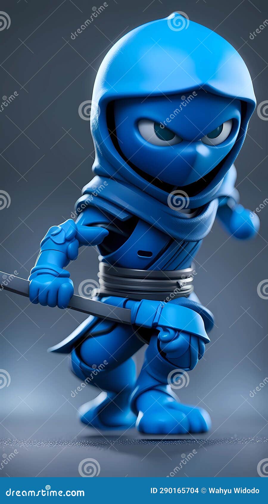 3D Blue Ninja Cartoon Character Illustration AI Generated Stock ...