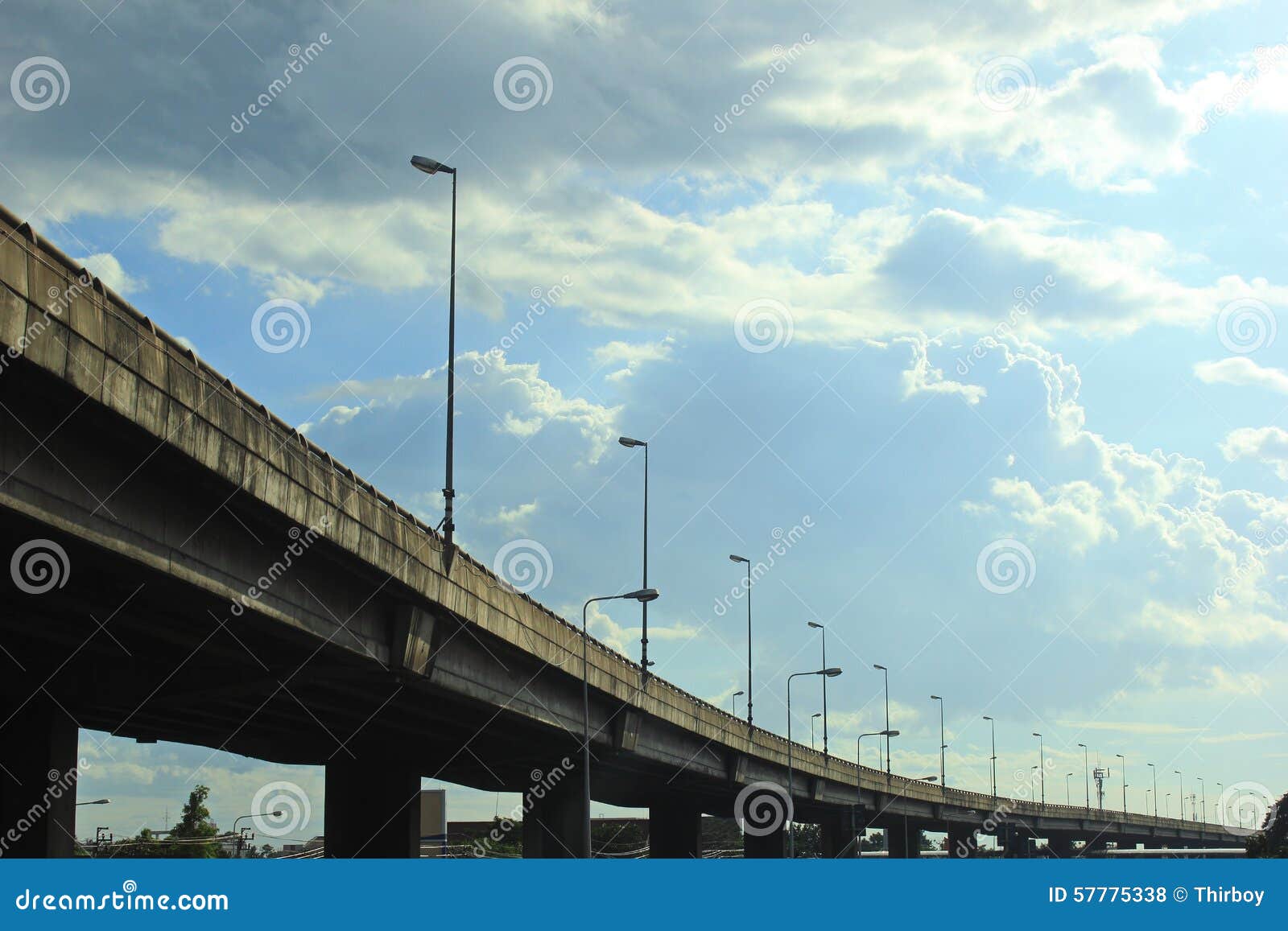 Elevated Bridge with Street Light Stock Photo - Image of road, light ...