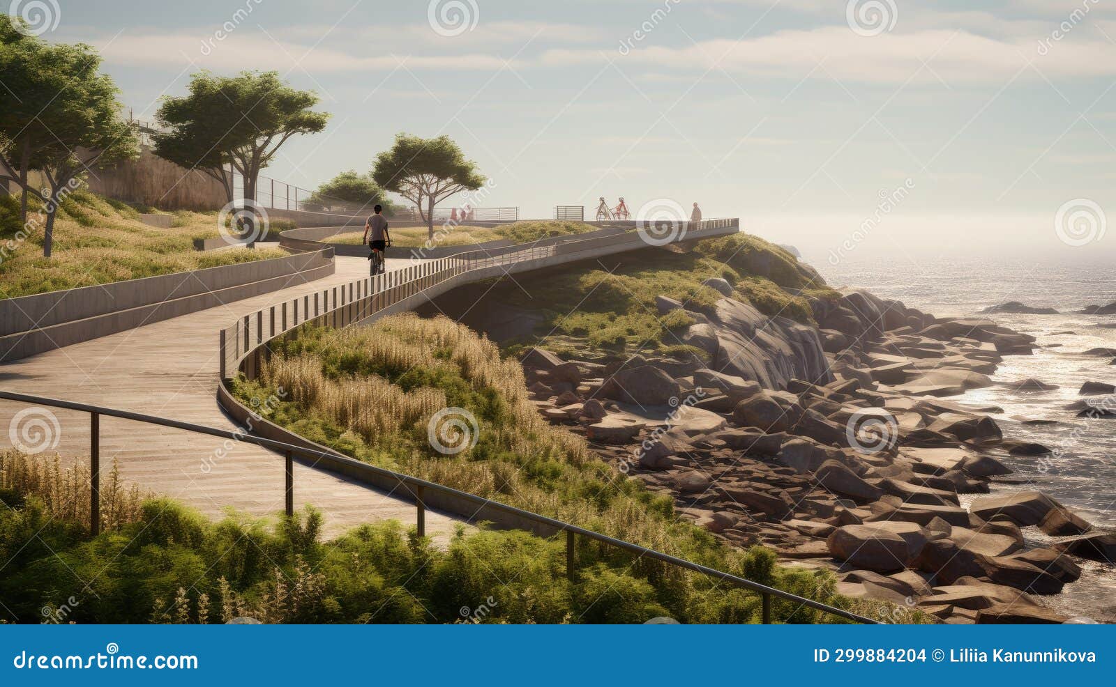 An Elevated Coastal Path Designed for Walking and Cycling, Emphasizing ...