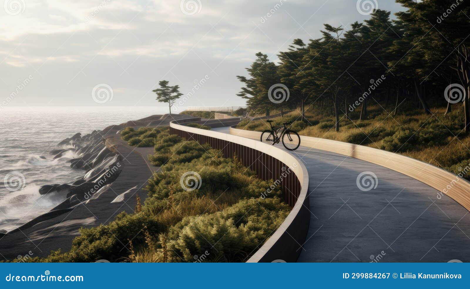 An Elevated Coastal Path Designed for Walking and Cycling, Emphasizing ...