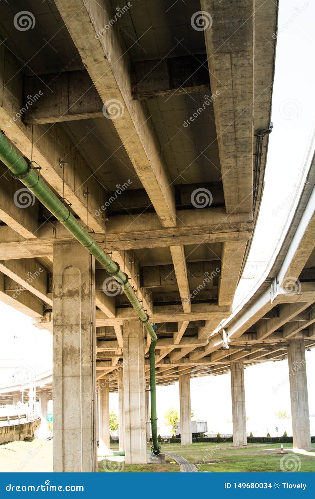 Elevated Expressway. the Curve of Suspension Bridge Stock Photo - Image ...
