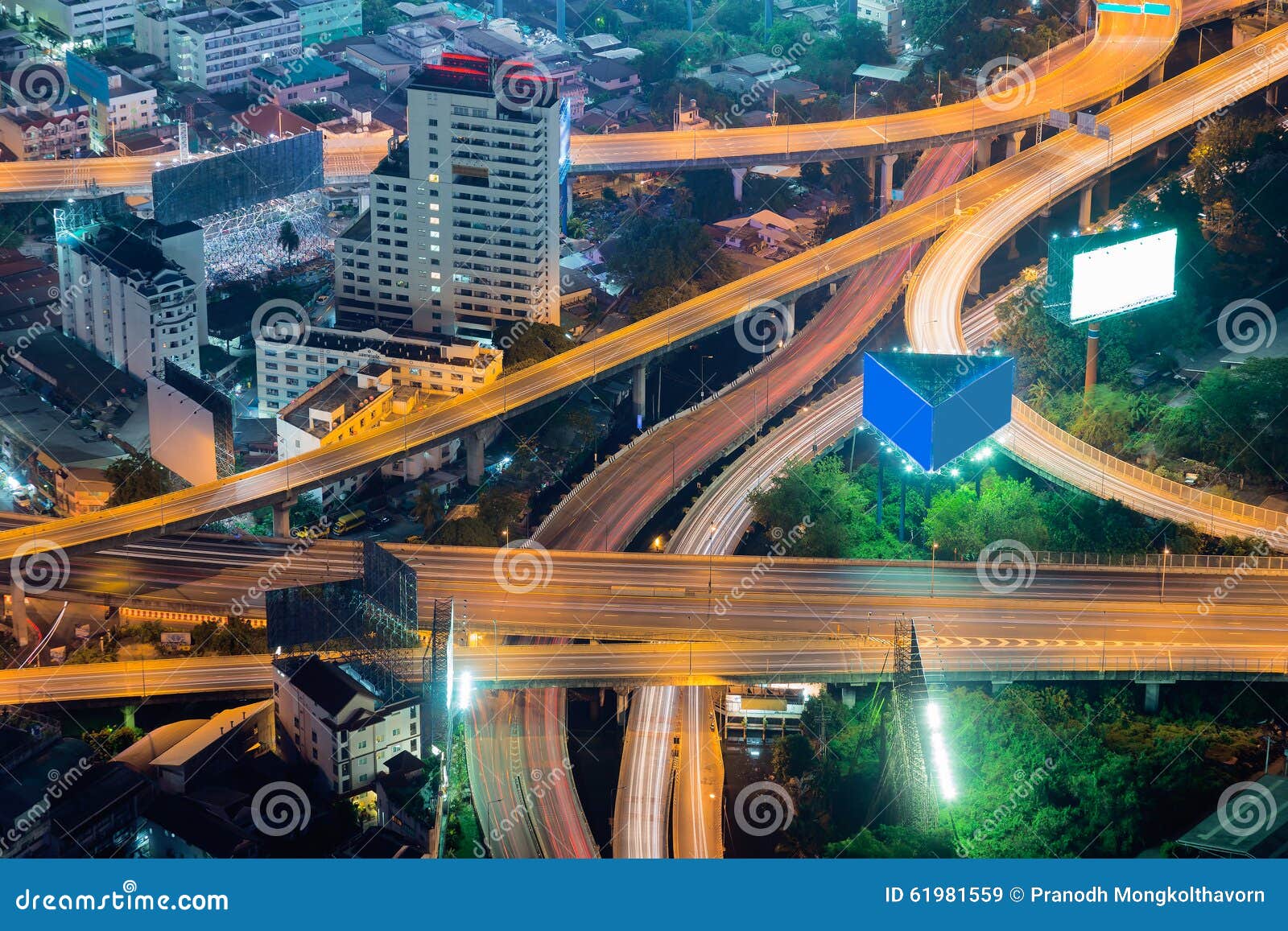 Elevated Expressway Intersection at Night Stock Image - Image of dark ...