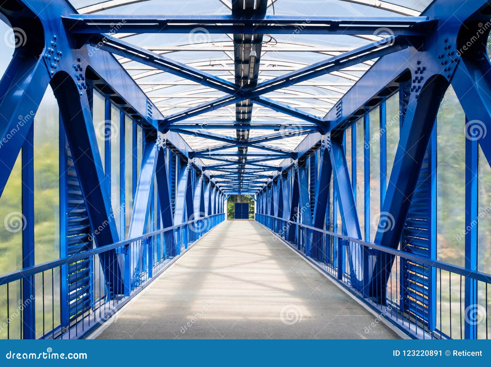 Elevated footbridge stock image. Image of moscow, glass - 123220891