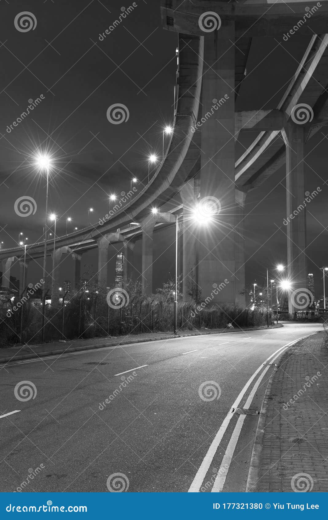 Highway and Bridge in Hong Kong at Night Stock Photo - Image of high ...