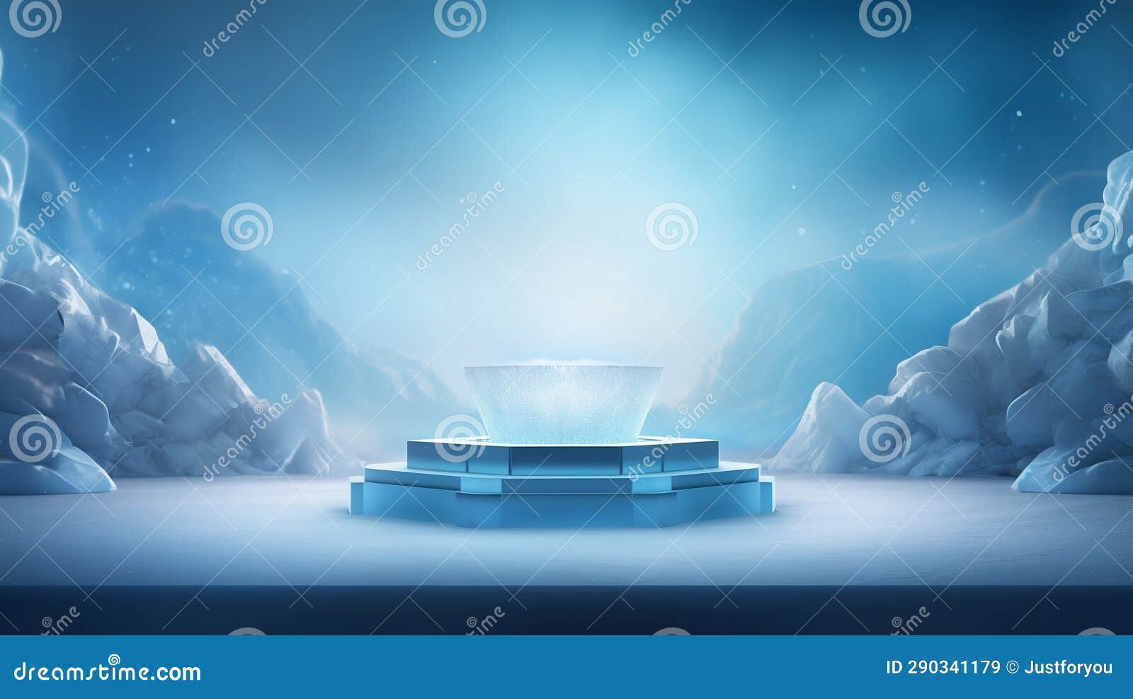 Elevated Ice Podium Set Against a Wintry Stage Backdrop. Generative Ai ...