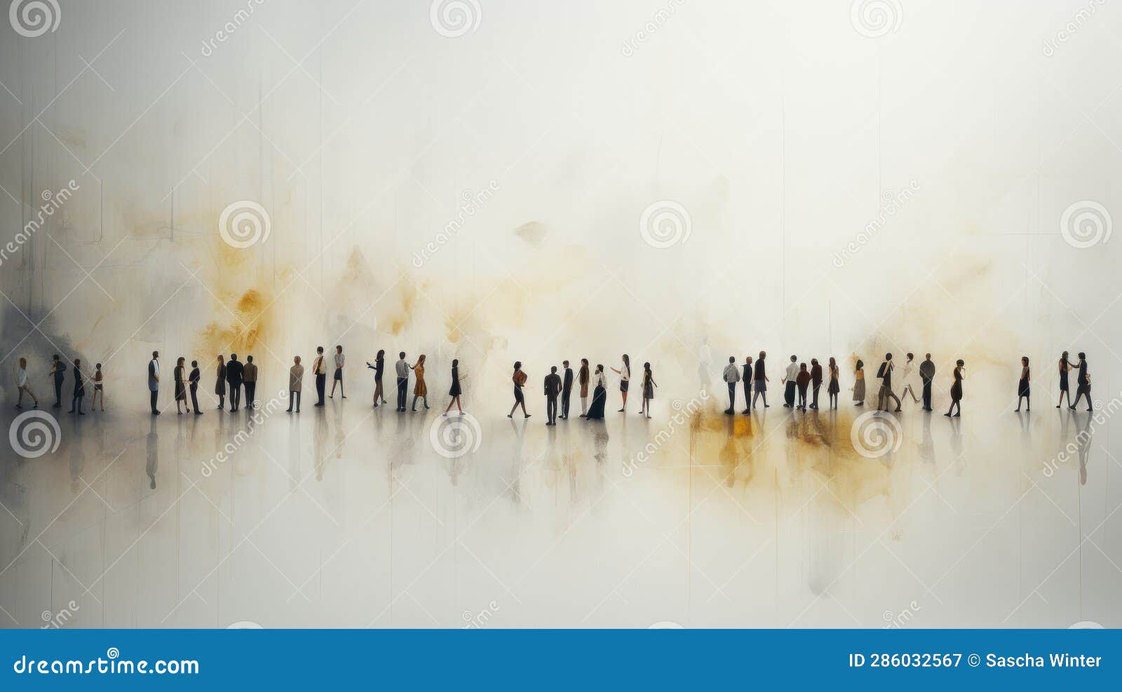 Elevated Nexus: a Vivid Abstract Crowd in a White Expanse Stock ...