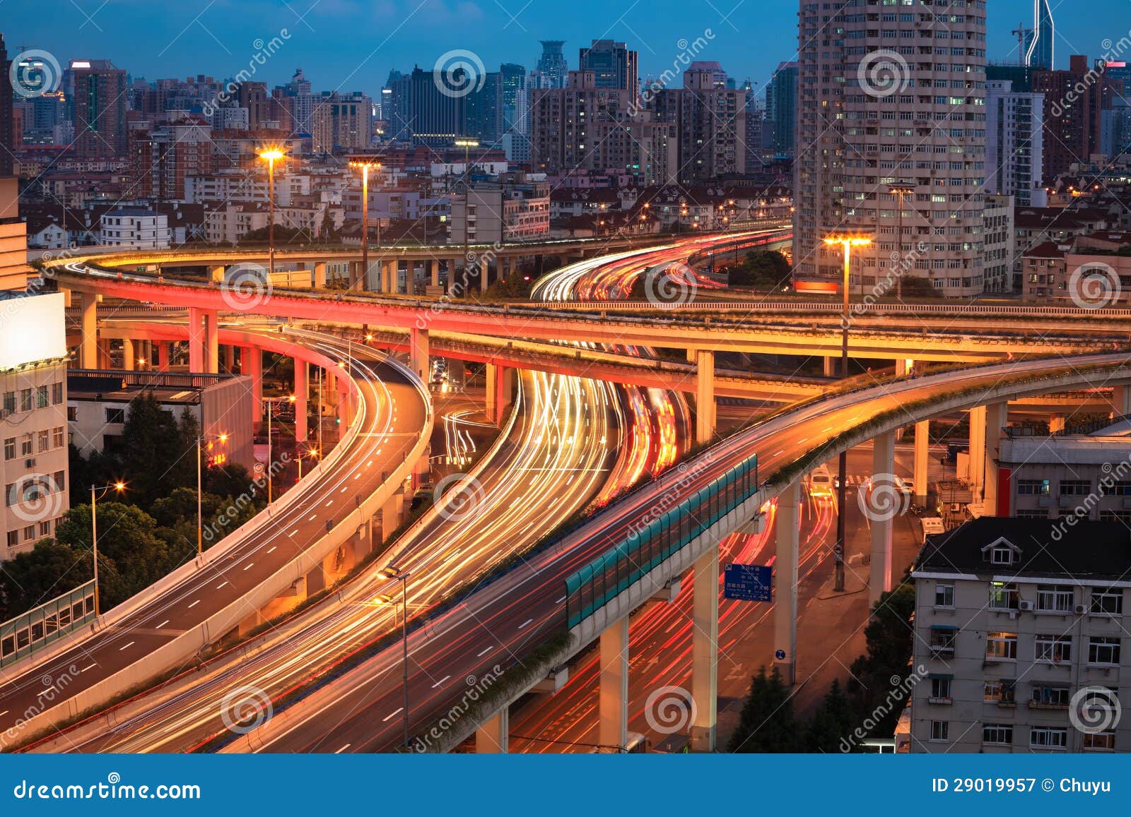 Elevated overpass at dusk stock image. Image of china - 29019957